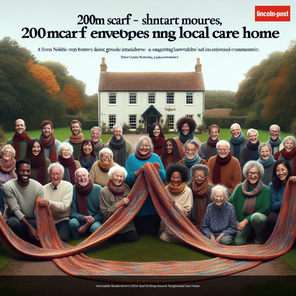 Horncastle Residents Knit 200m Scarf to Wrap Around Tanglewood Care Home – Lincoln Post